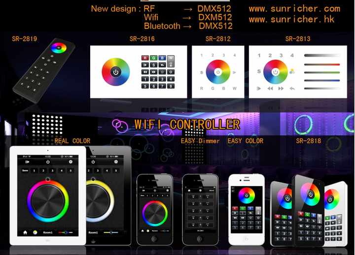 DMX512 Wall-Mounted Touch RGB+W Panel Controller by Sunricher