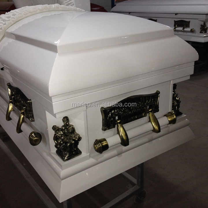 All White Casket - Handmade COFFIN with LAST SUPPER Design