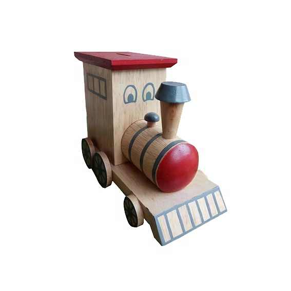 Wooden Train Money Bank - Save Coins with Style