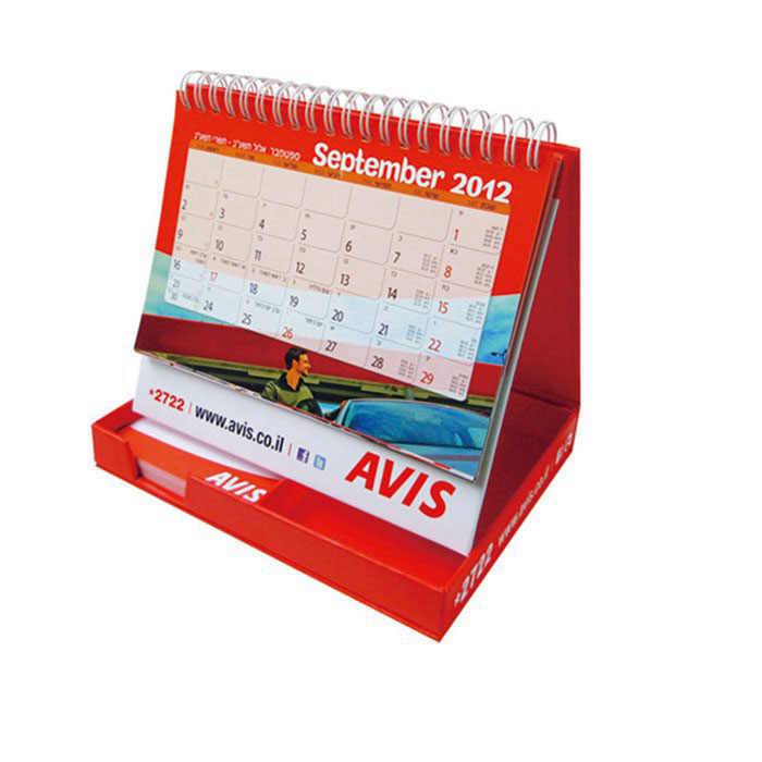 Custom Printed Die Cut Desk Top Calendar Table Calendar with Stand