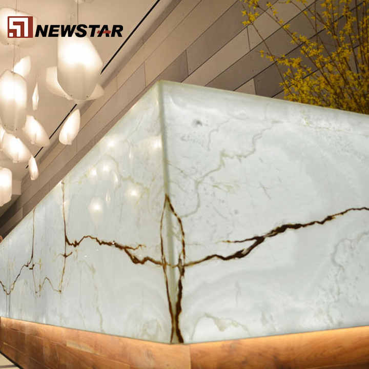 Backlit Onyx Glass Stone Ceiling Panels - Translucent White Marble Onyx