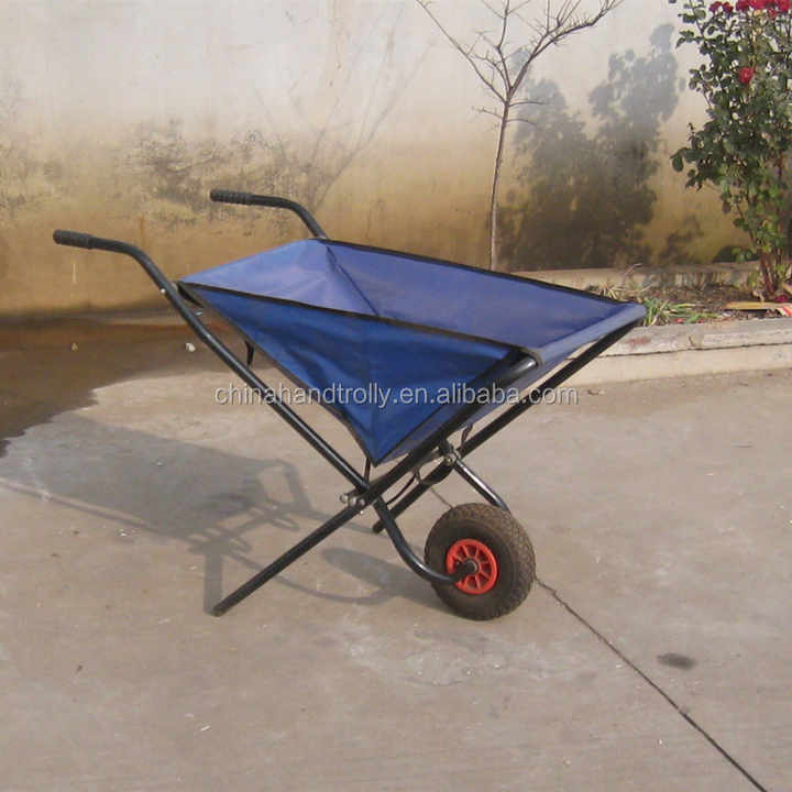 Foldable Trash Wheelbarrow - Durable Fabric & Pneumatic Wheels