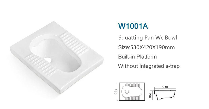 Squatting Pan - Durable Flush System with Trapway