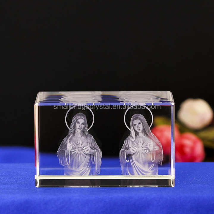 Customized Souvenir Father Goddness Holy Religious 3D Laser Crystal Cube