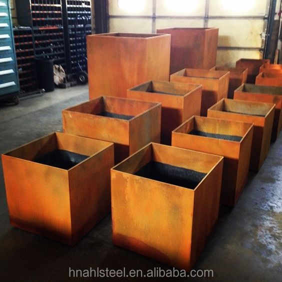 Durable Outdoor Metal Planters - Corten Steel Large Planter