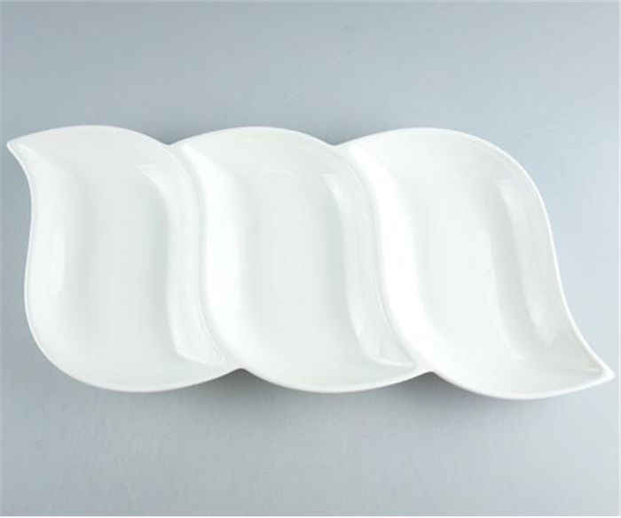 White Ceramic Porcelain Tray/ Section 3 Divided Serving Tray Plates ...