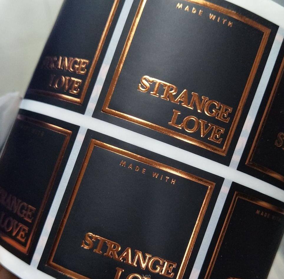 Luxury Custom Adhesive Label Roll with Gold Foil Stamping