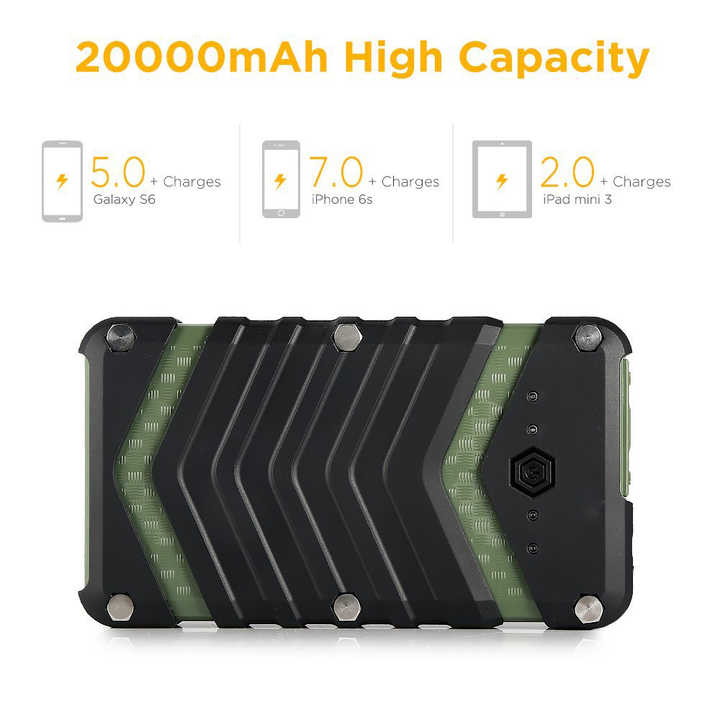 Rugged Outdoor Power Bank 20000mah with IP67 Weatherproof