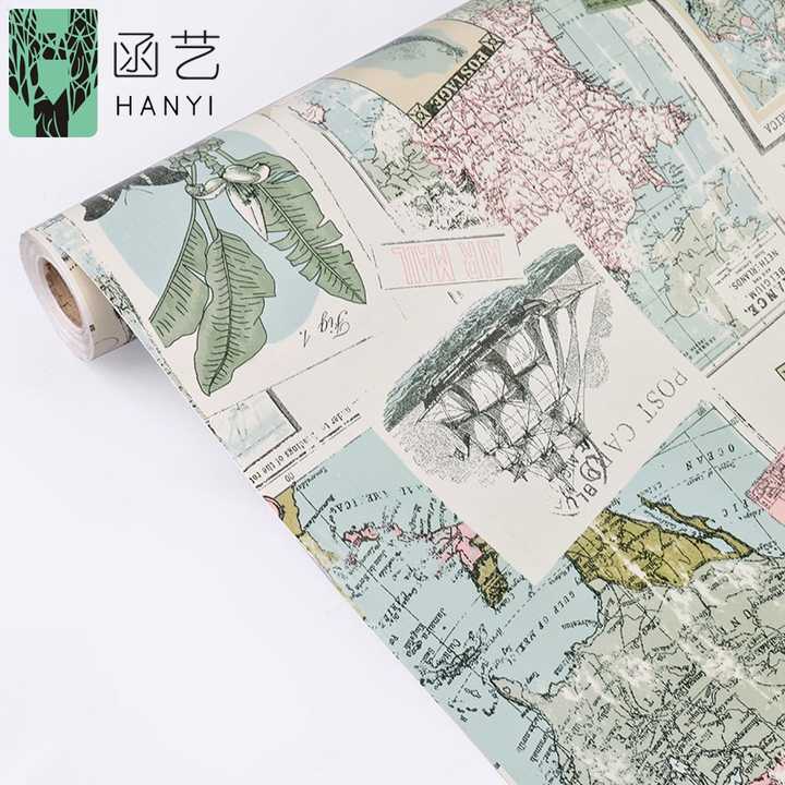 Retro extraíble Sala decoración de la pared periódico papel pintado