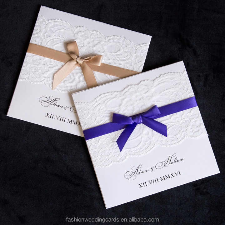 Purple Wedding Invitations With Ribbon