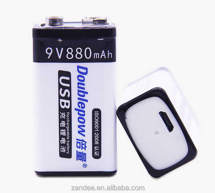 9V 650mah Li-Ion USB Rechargeable Battery for Microphones