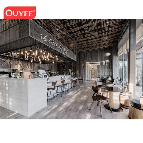 Modern Coffee Shop Interior Design with LED Counter Display