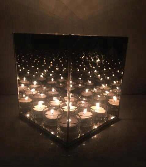 Infinity Glass Tealight Candle Holder - Reflective & Stylish