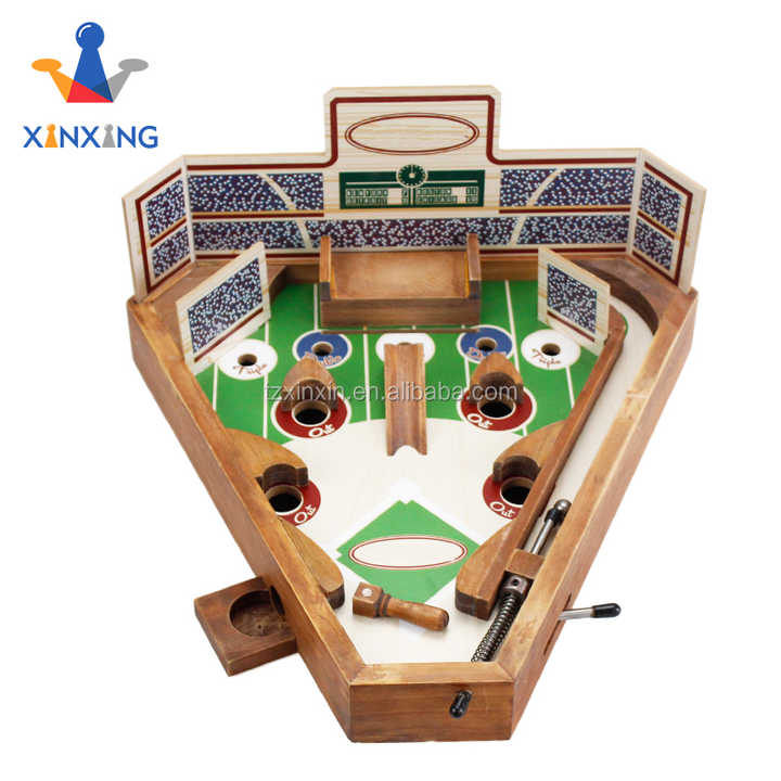 Archaistic Color Tabletop Wood Baseball Pinball Game Set