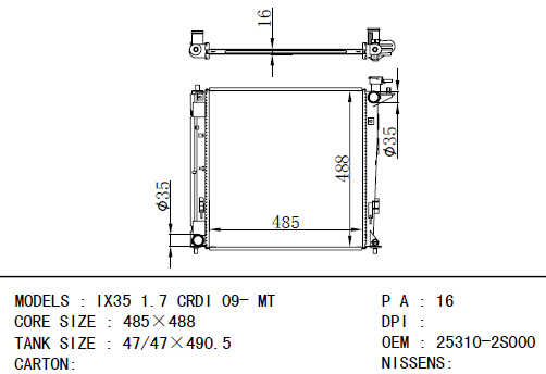 OEM 25310-2s000 现代 IX35 1.7 CRDI 09-MT 汽车铝合金散热器中国制造商| Alibaba.com