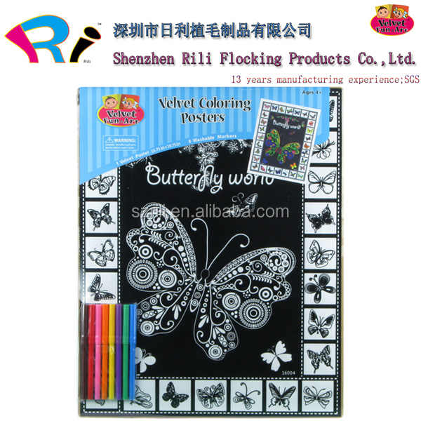 Wholesale Velvet Art Colouring Boards with Felt Tip Pen
