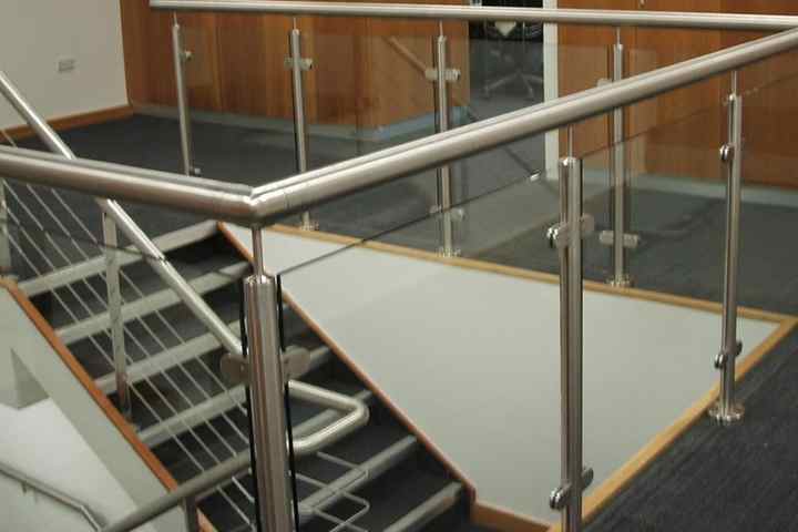 Staircase Glass Railing Detail - Plexiglass & Stainless Steel