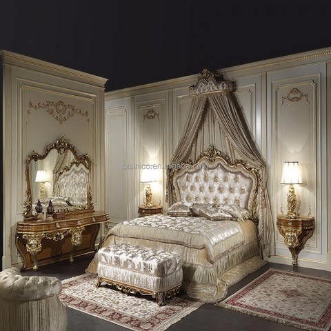 Italian / French Rococo Luxury Bedroom Furniture , Dubai Luxury Bedroom ...