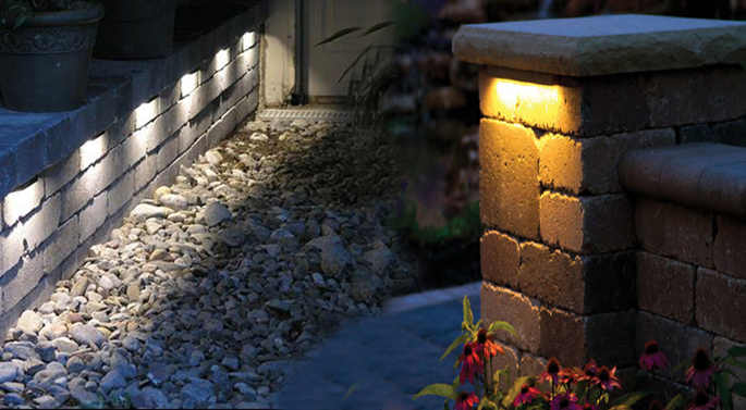 Under Brick Capstone LED Stair Light - 12V Hardscape Lighting