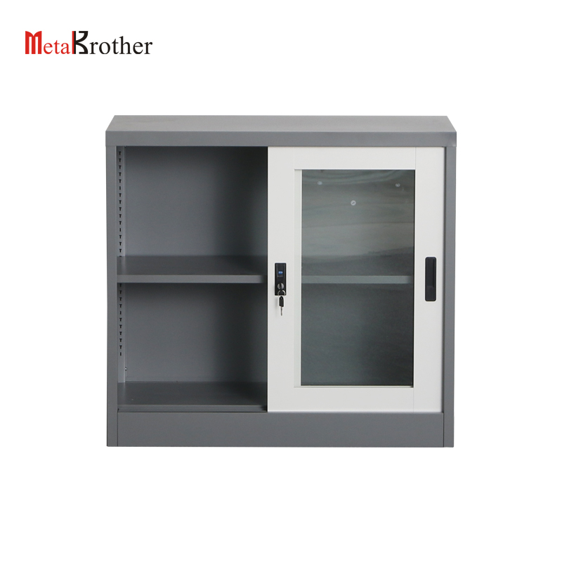 Sliding Glass Door Short File Cabinet With Safe Lock Metal Display Book ...