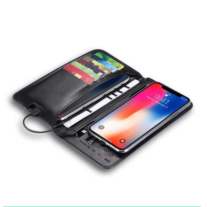 2019 New Wireless Charging Power Bank Wallet 5000mAh with Two Built-in ...