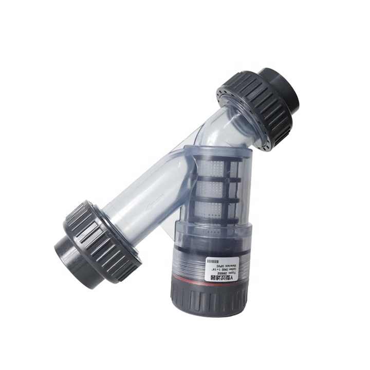 Factory Transparent PVC Plastic Y Type Filter Sediment Strainer