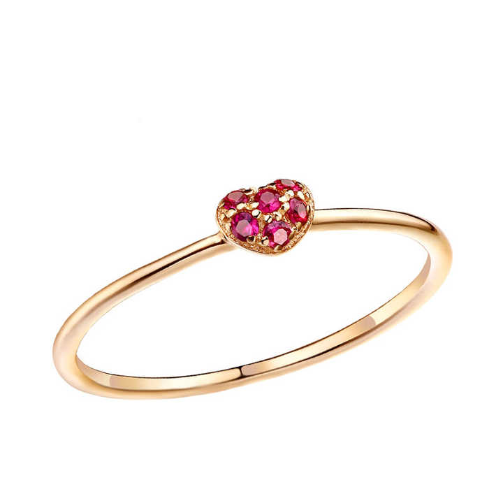 2020 Fashion Karat gold ring design gemstone heart shaped Genuine 14K gold ruby ring