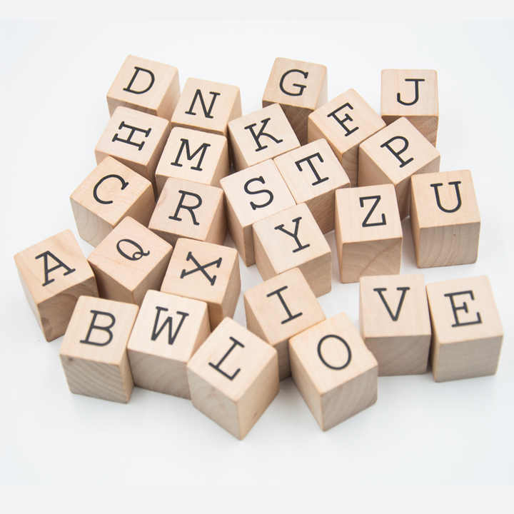 Educational Toy - 26 Pieces Wooden Cubes with Alphabet