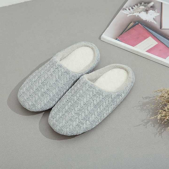 Warm and Stylish Indoor Slippers - Cashmere Knitted Fabric