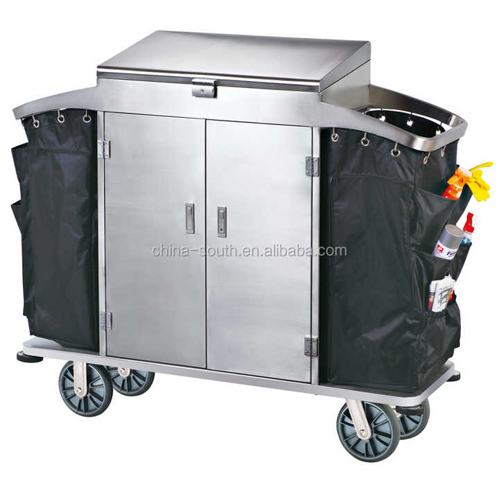 Stainless Steel Housekeeping Cart for Efficient Laundry and General ...