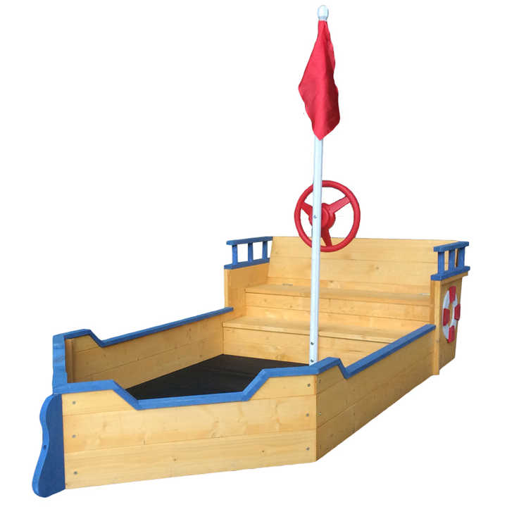 Wooden Pirate Ship Sandpit - Fun Outdoor Play for Kids