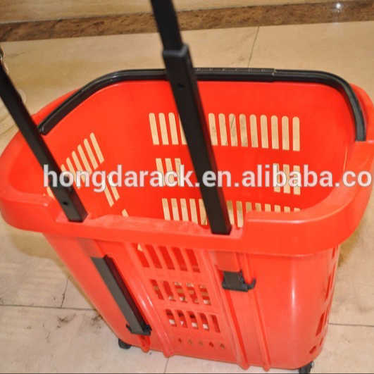Durable Plastic Shopping Baskets with Wheels - Customizable