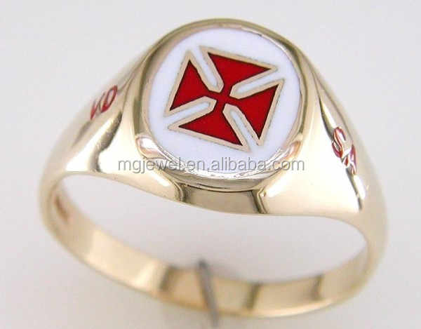 Gold Scottish Knights Templar Masonic Ring - Customizable