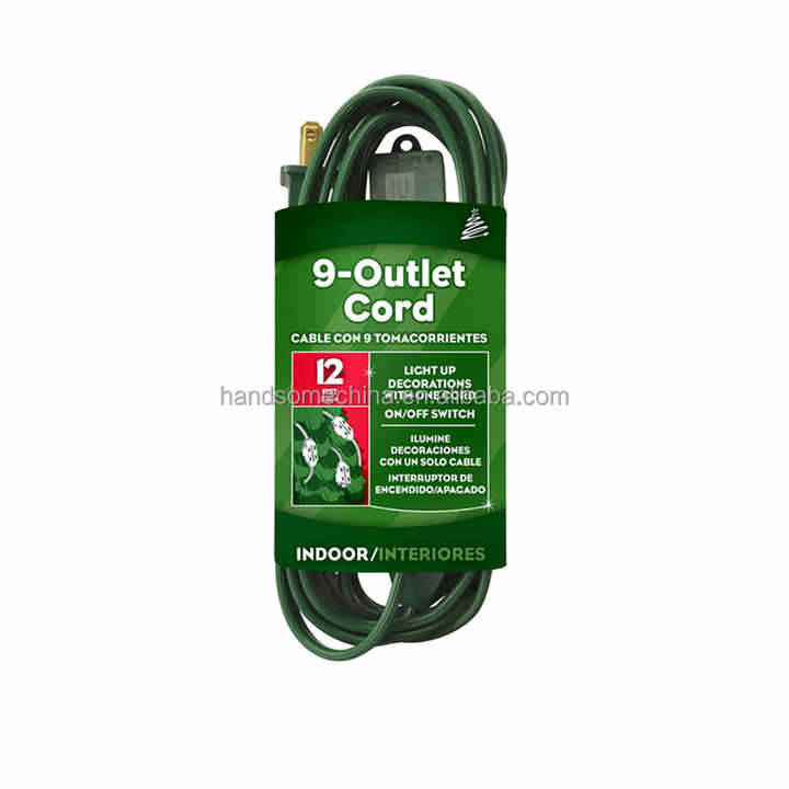 Green 9 Outlet Christmas Tree Cube Tap Extension Cord