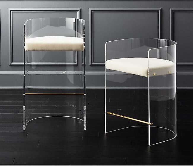 Modern Lucite High Bar Stool - Clear Acrylic Bar Chair for Home, Night ...