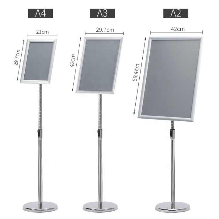 Menu Board Adjustable Display Sign Stand with Snap Frame