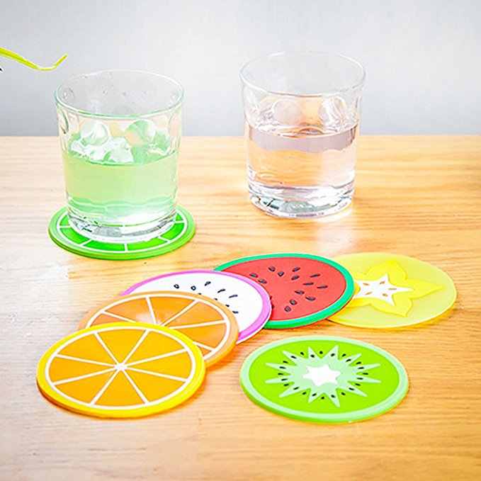 Customized Fruit Design Round Cup Mat - Soft PVC Coasters