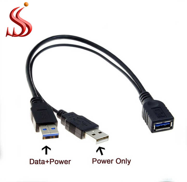 High Speed USB 3.0 Y Cable - Dual Power Charge Adapter