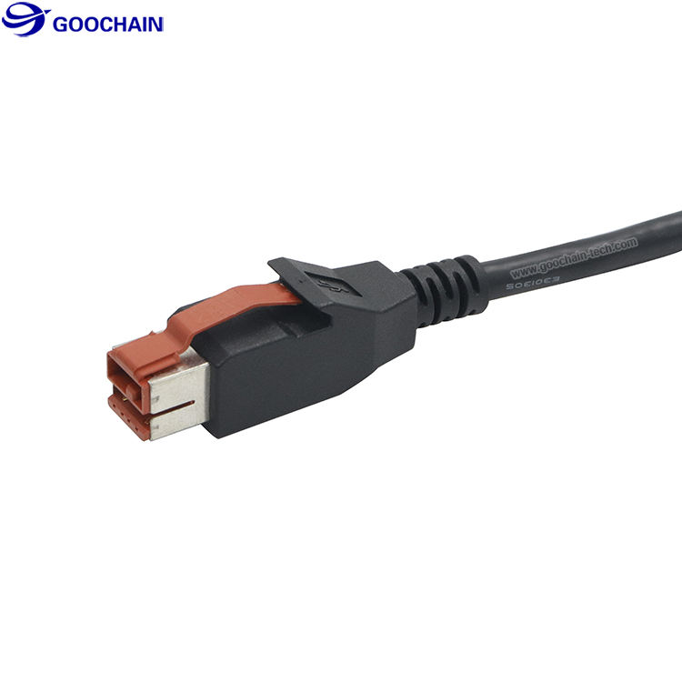 Powered USB Cable - 24V to USB B Male & Hosiden 3pin Din