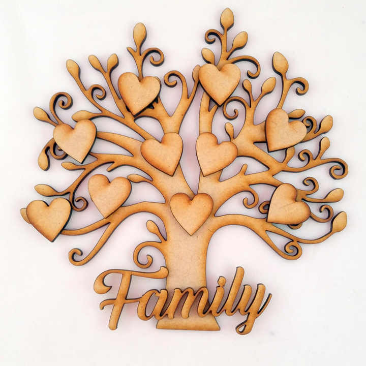 10in Wooden Family Tree - Laser Cut Craft Kit for Home Decor