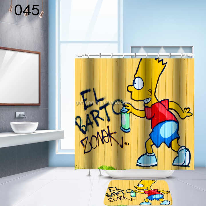 image of Simpsons TV show character polyester shower curtain in digital ...