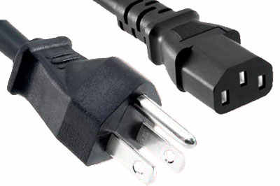 Type B Non-polarized US 3 Pin Plug Top to IEC C13 Plug Power Cord ...