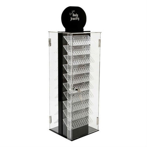 Clear Acrylic Rotating Jewelry Display Case With LED Lighting| Alibaba.com