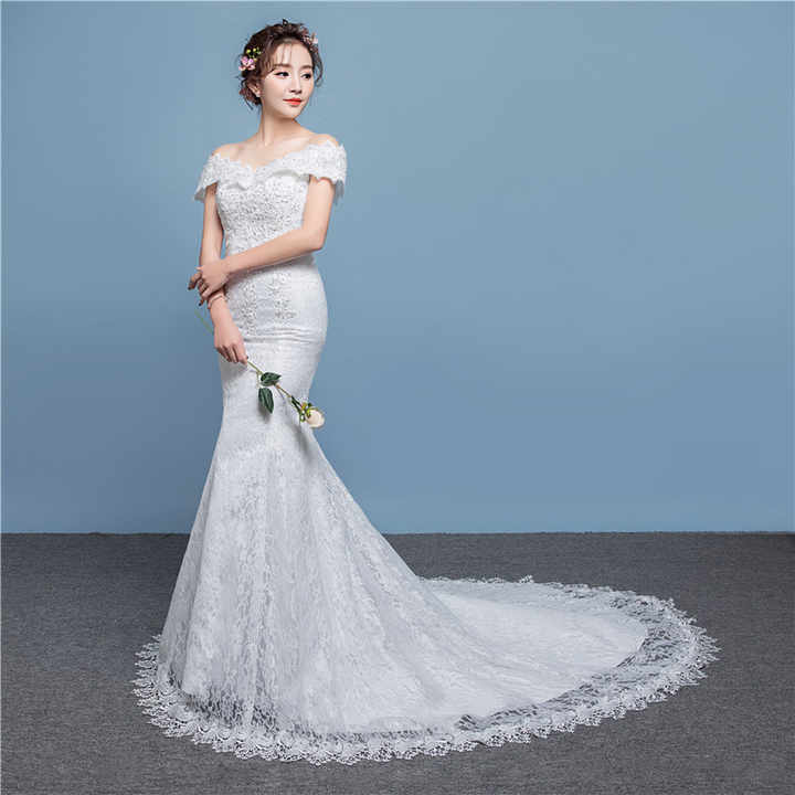 Mermaid Tail Wedding Dress - Beautiful Lace Fish Gown