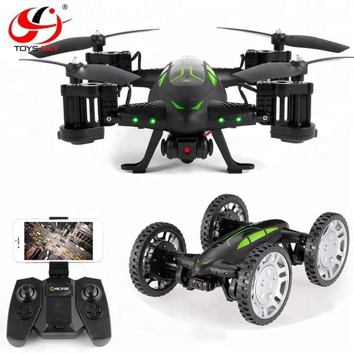 High Quality 2.4G Transmitter Running Flying Wifi Fpv Racing Drone Car Quadcopter with High Speed 20KM H