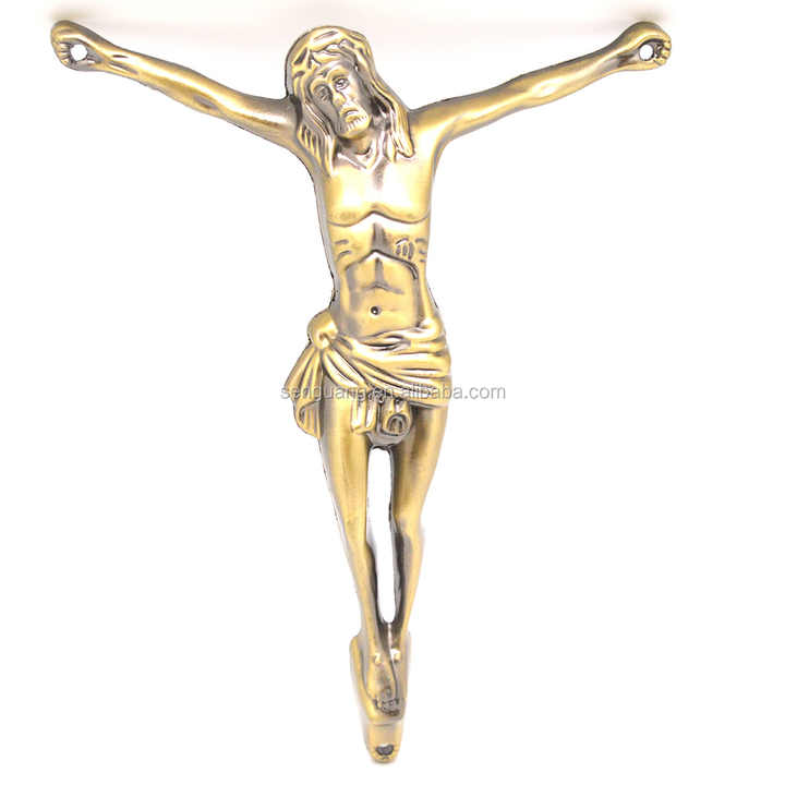 Large Bronze Jesus Figurine - Orthodox Crucifix Wall Decoration
