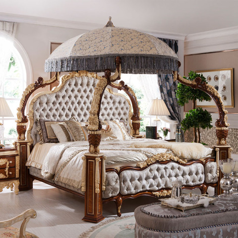 Bisini Luxury Palace King Size Bed, Royal Golden King Size Bedroom ...