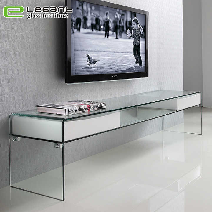 Grau gebogene Ecke Glas TV Stander Mobel TV Schrank modern