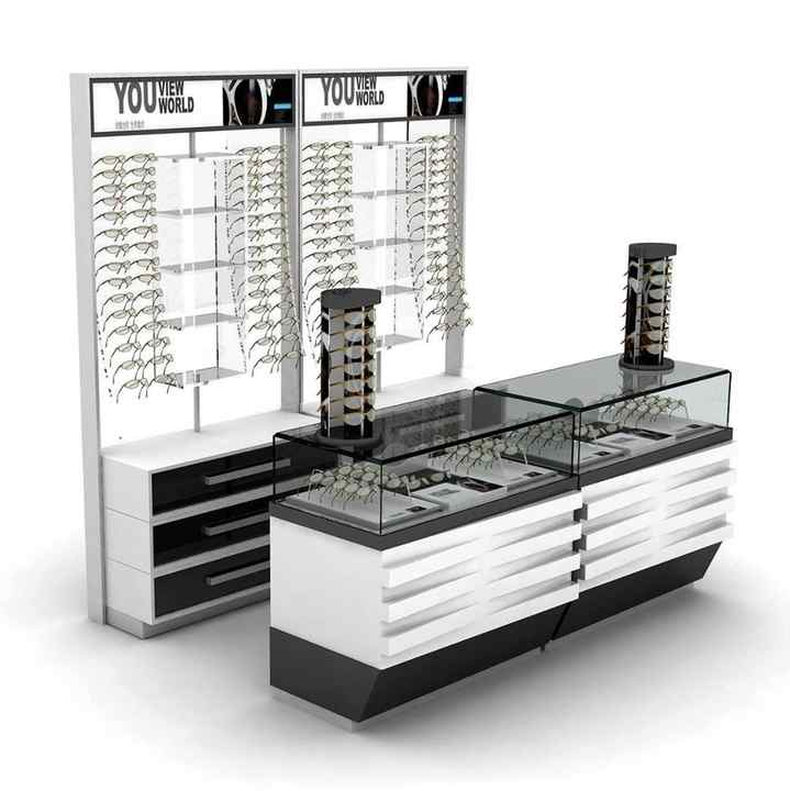 Lockable Eyeglass Display Shelf - Modern Optical Shop Show Case