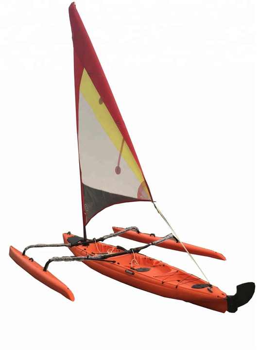 18ft Plastic Trimaran Sailing Kayak with Foot Drive Pedal System ...